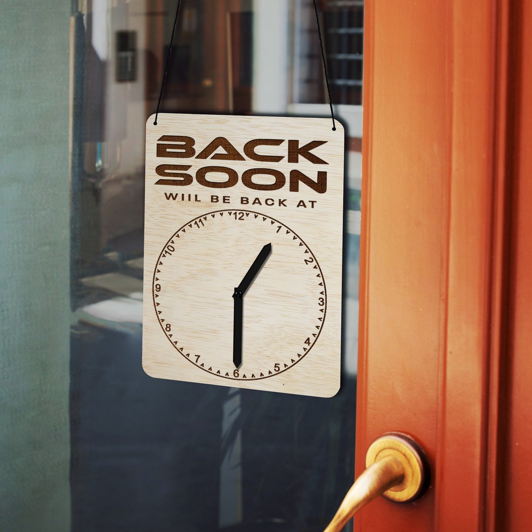 Personalized Wood 'will Be Back' Clock Sign: Custom Business Storefront ...
