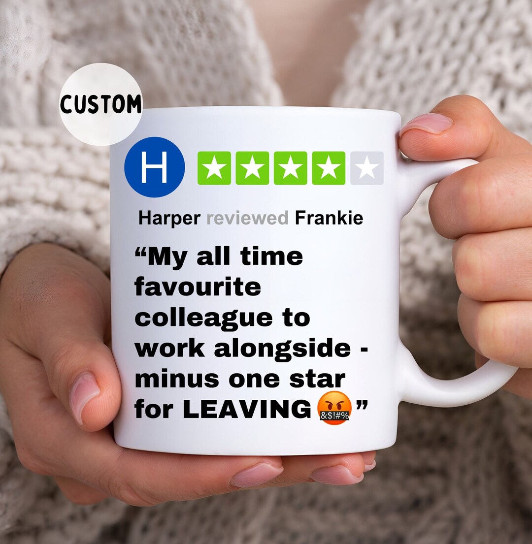 Personalised Four Star Review Mug, Retirement Gift, Gift for Colleague ...