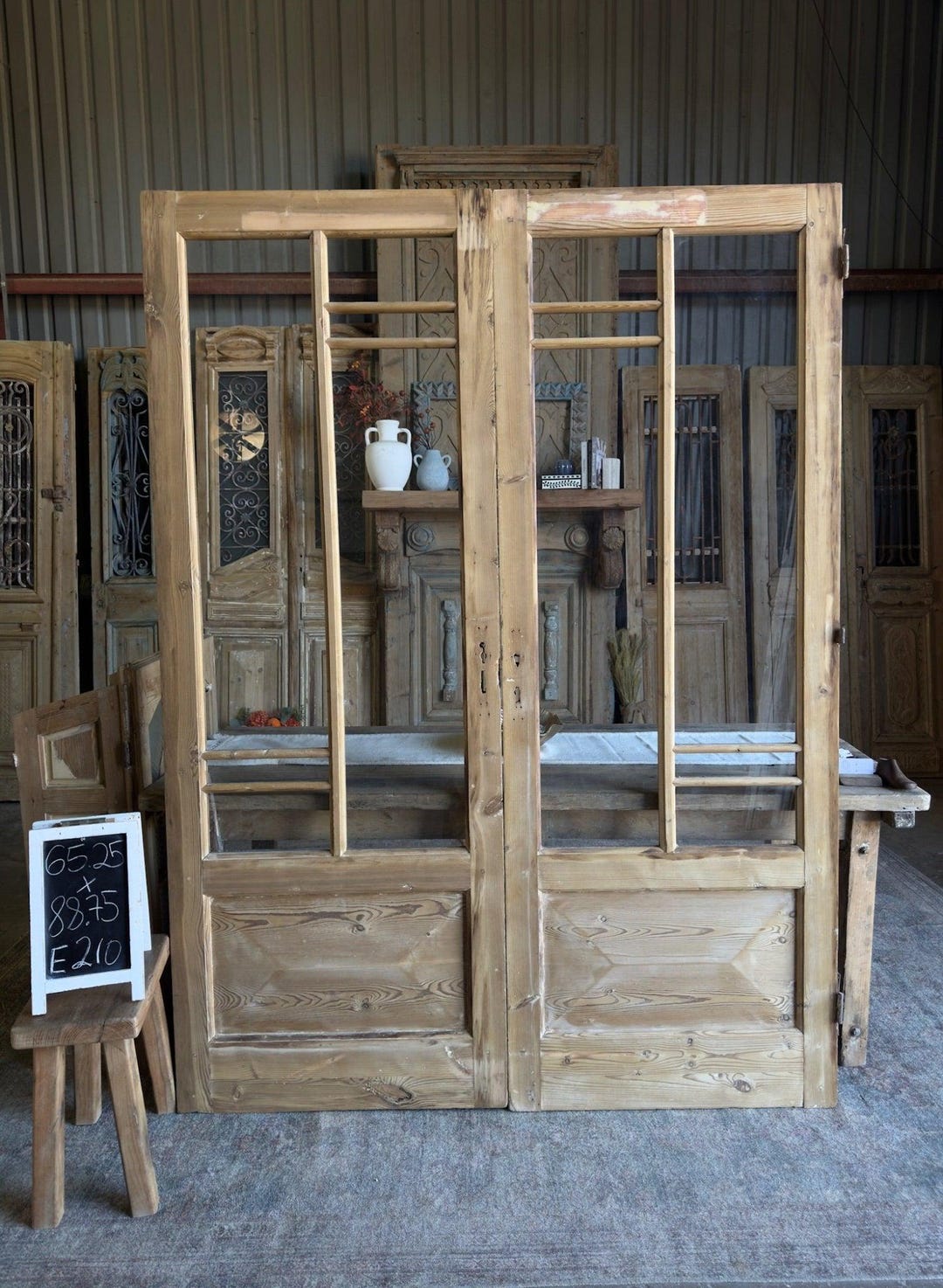 Glass Pyramid Panel French Antique Doors 65.25x88.75 E210 - Etsy