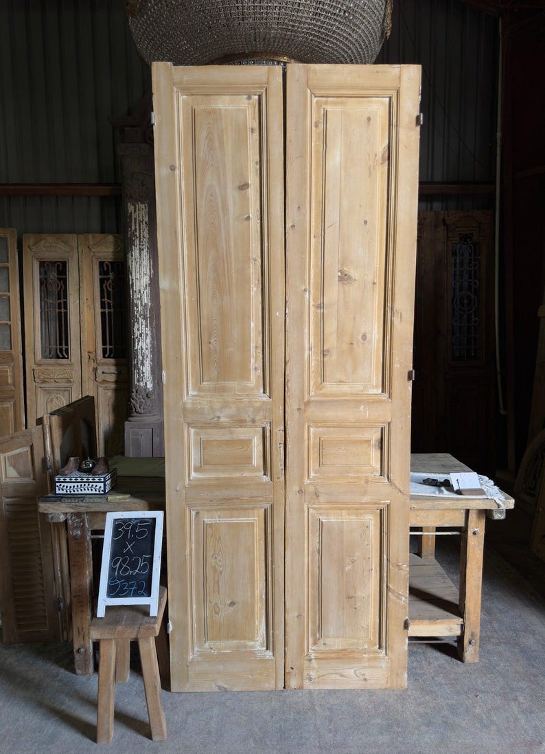 The 3 Panel Antique Solid French Doors - 39.5x98.25 J372 - Etsy