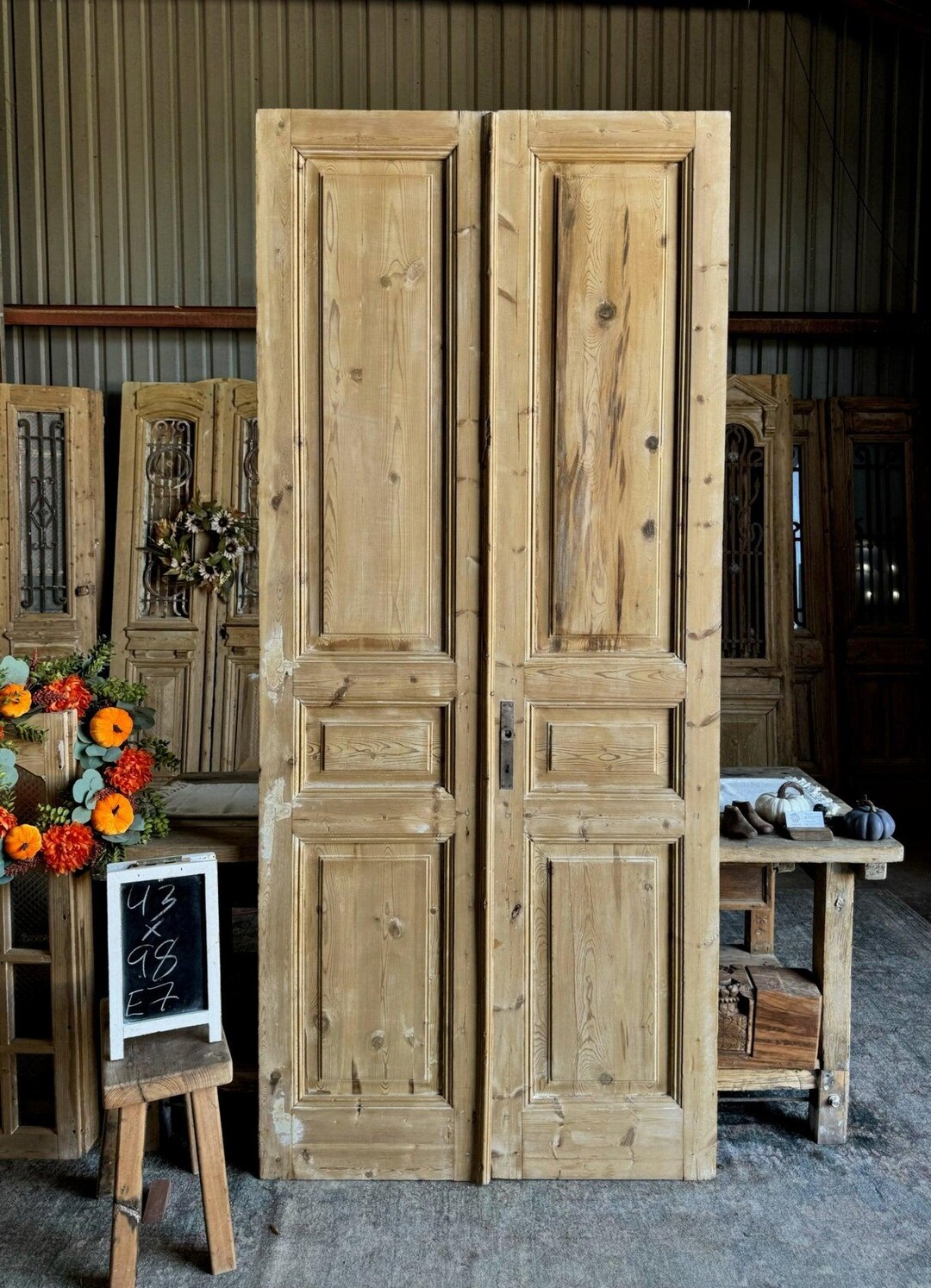 The 3 Panel Antique French Doors - 43x98 E7 - Etsy
