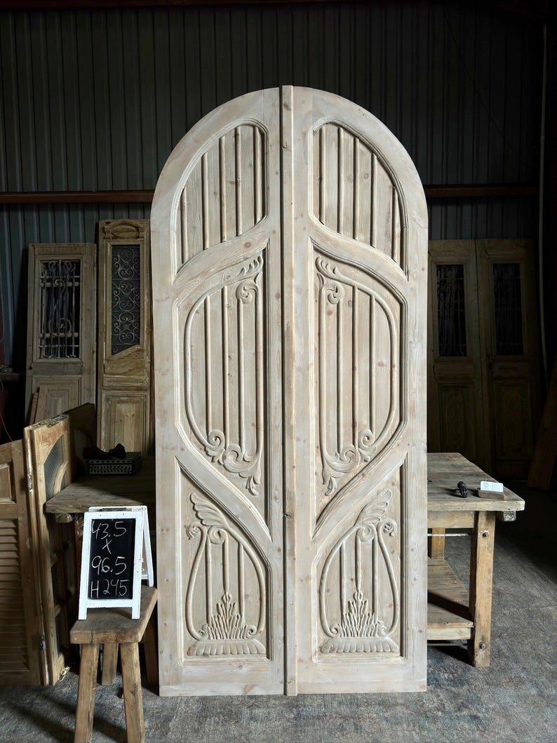 The (the Merlin) Handrcrafted Arched Baltic Pine French Doors - 43.5x96 ...