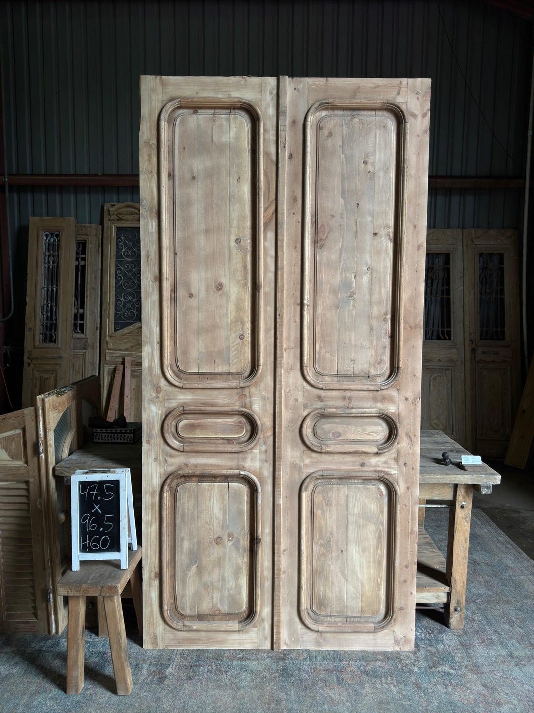 The (opal) Handcrafted Arch Molding Solid French Doors - 47.5x96.5 H160 ...