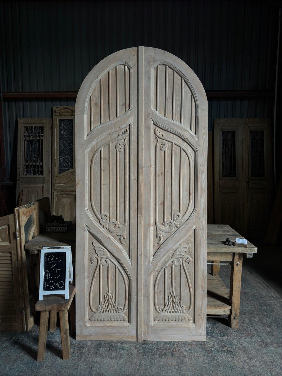 The (the Merlin) Handrcrafted Arched Baltic Pine French Doors - 43.5x96 ...