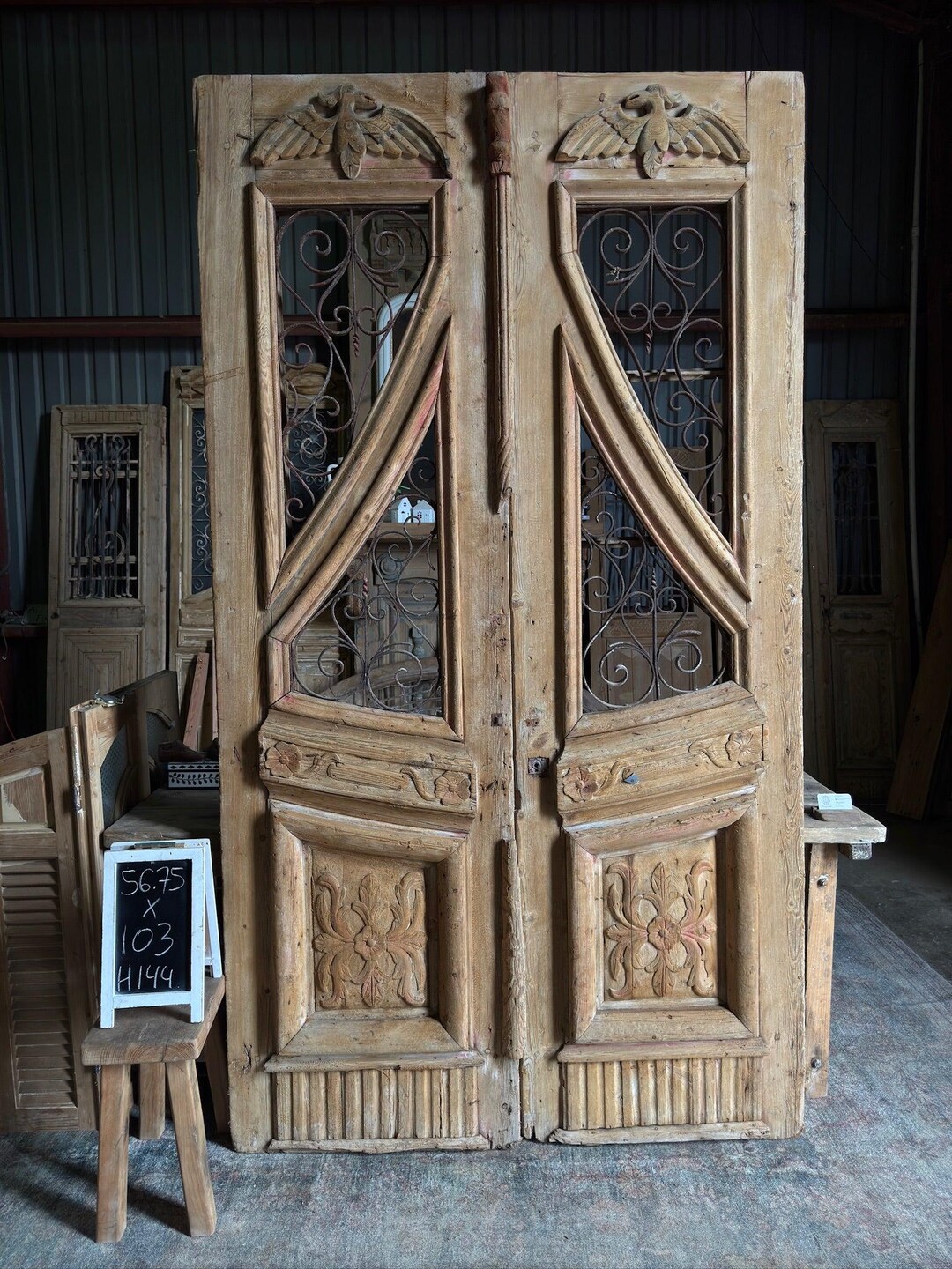 Large Art Nouveau Antique Entry Doors - 56.75x103 H144 - Etsy