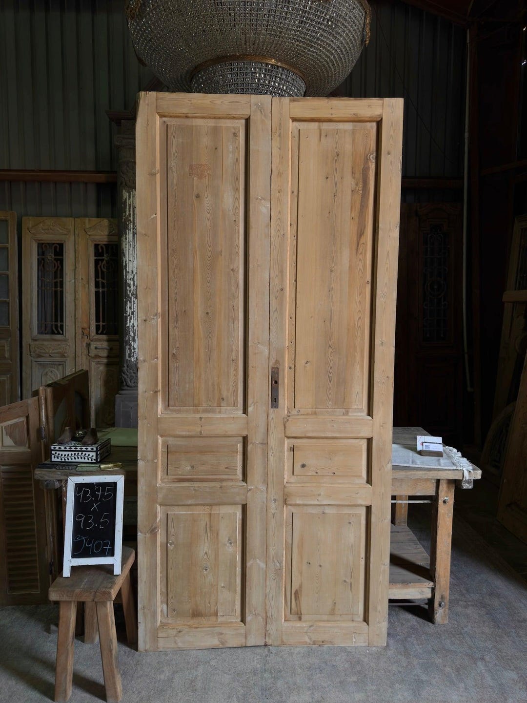 The 3 Panel Antique Solid French Doors - 43.75x93.5 J407 - Etsy