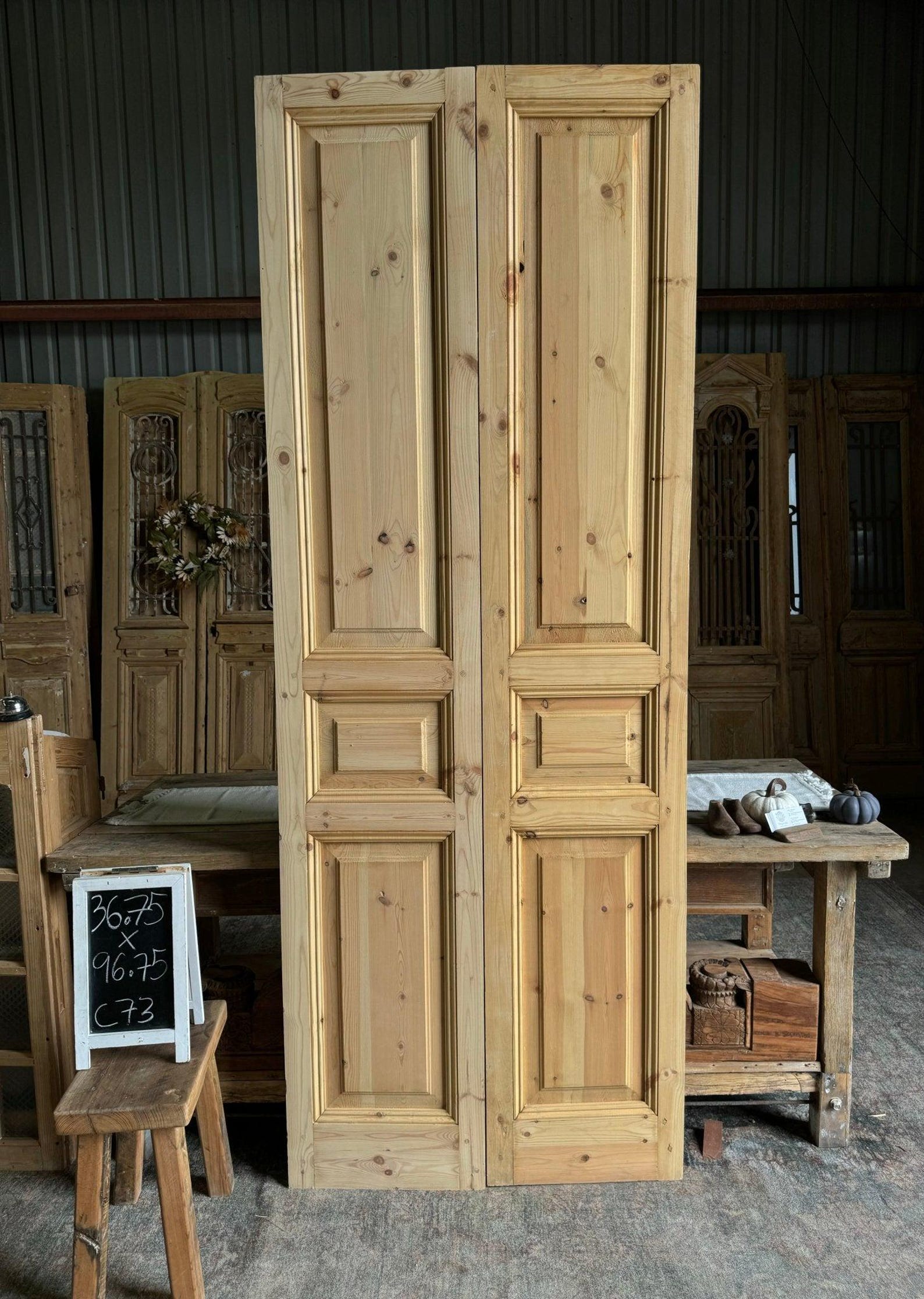 The 3 Panel Solid Reclaimed French Doors - 36.75x96.75 C73 - Etsy