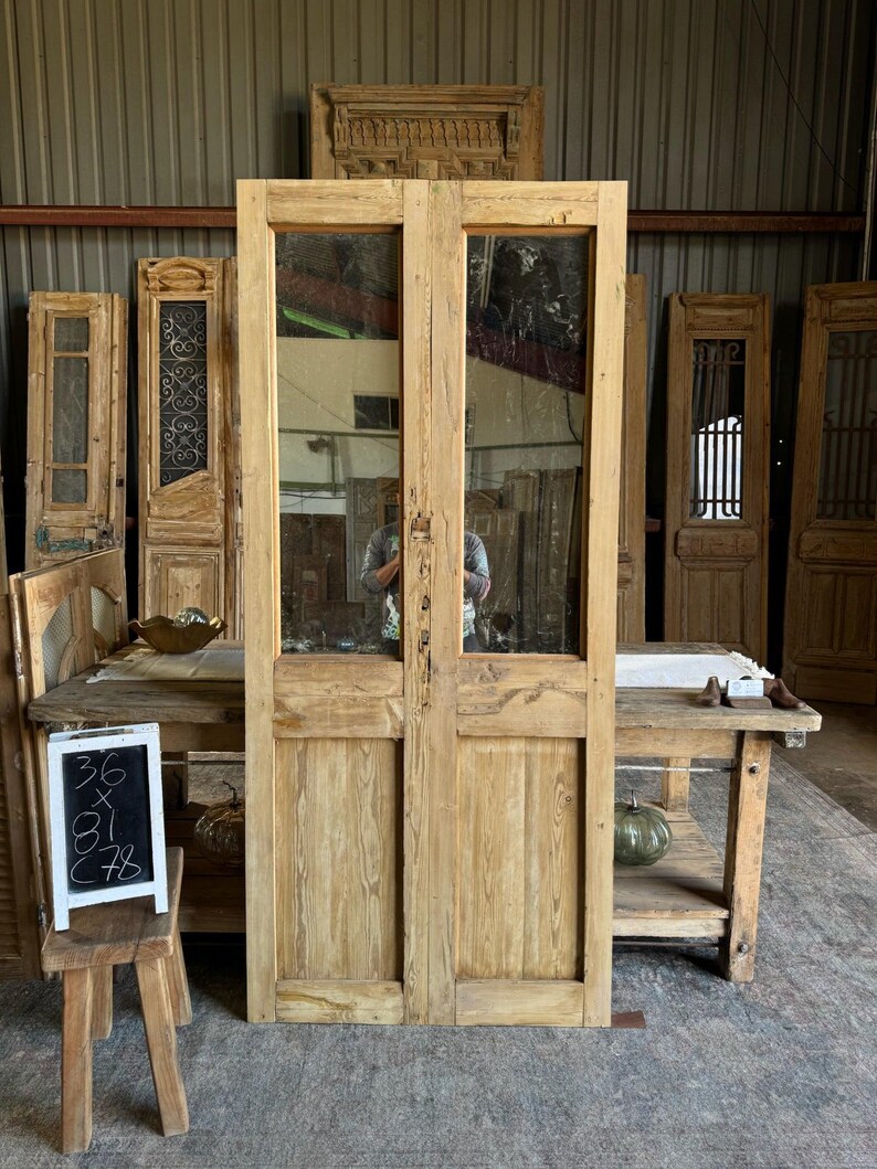 Petite Antique French Doors With Mirror 36x81 C78 - Etsy