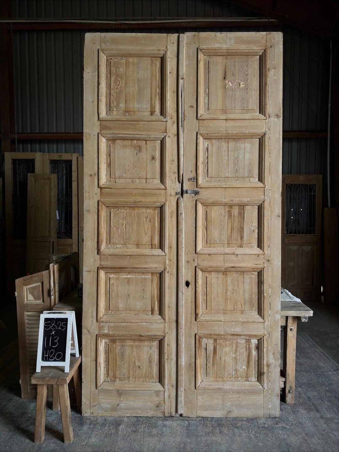 Grand 5 Panel Antique Solid Doors - 58.25x113 H80 - Etsy