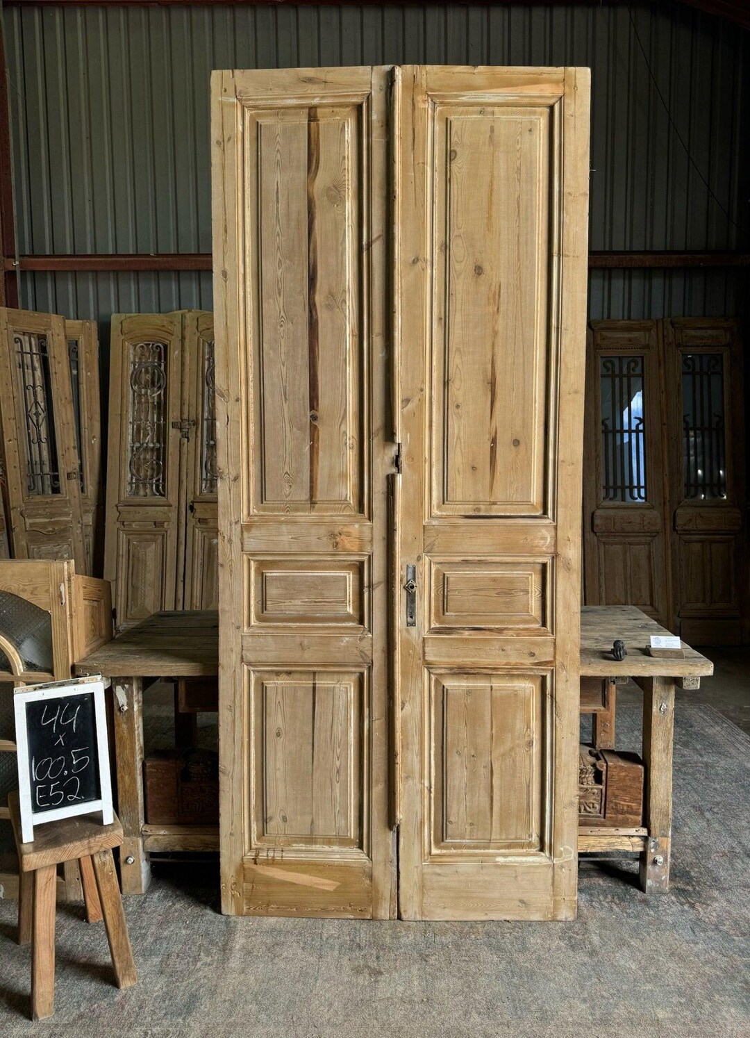 Solid Panel French Antique Doors - 44x100.5 E52 - Etsy