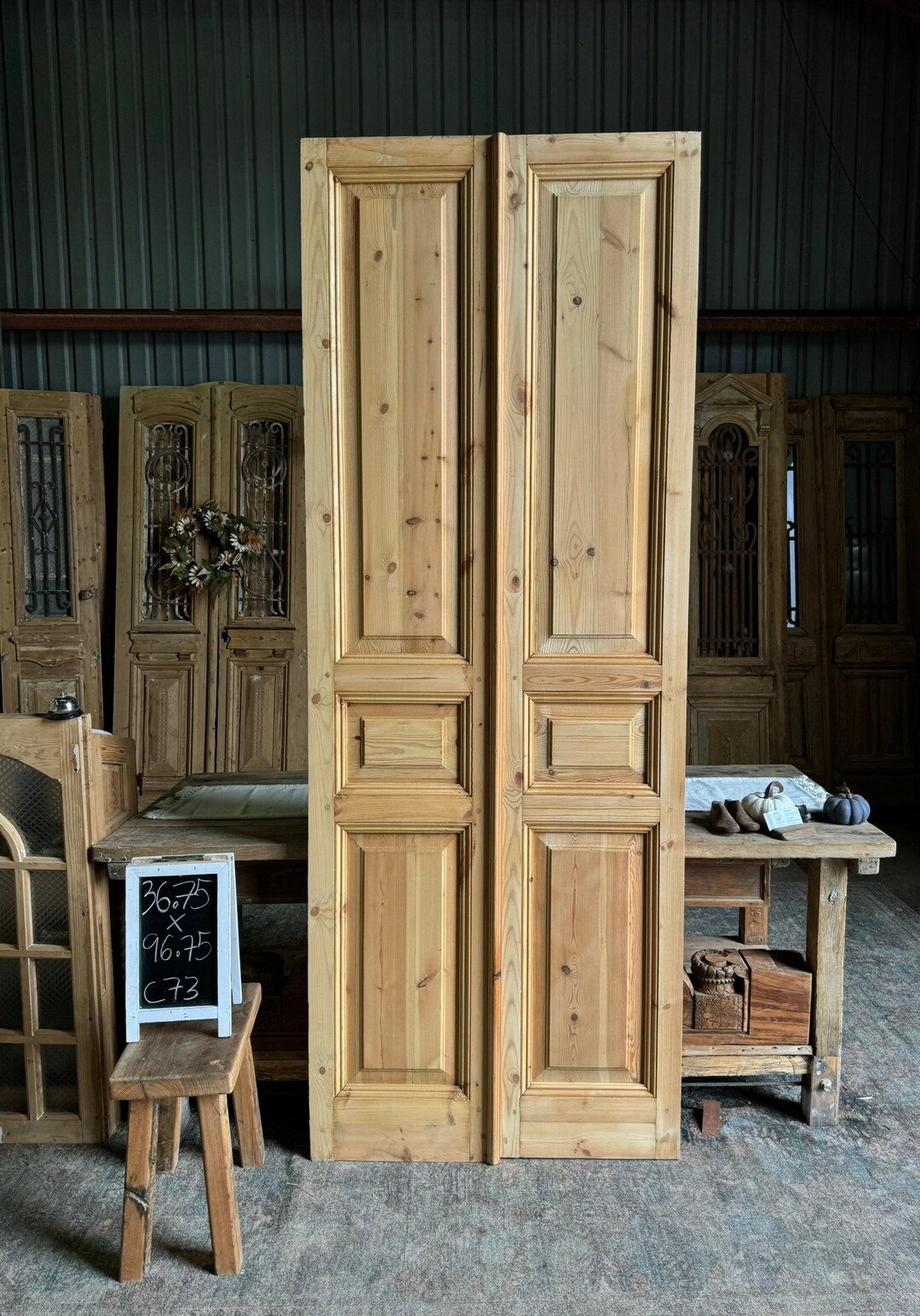 The 3 Panel Solid Reclaimed French Doors - 36.75x96.75 C73 - Etsy