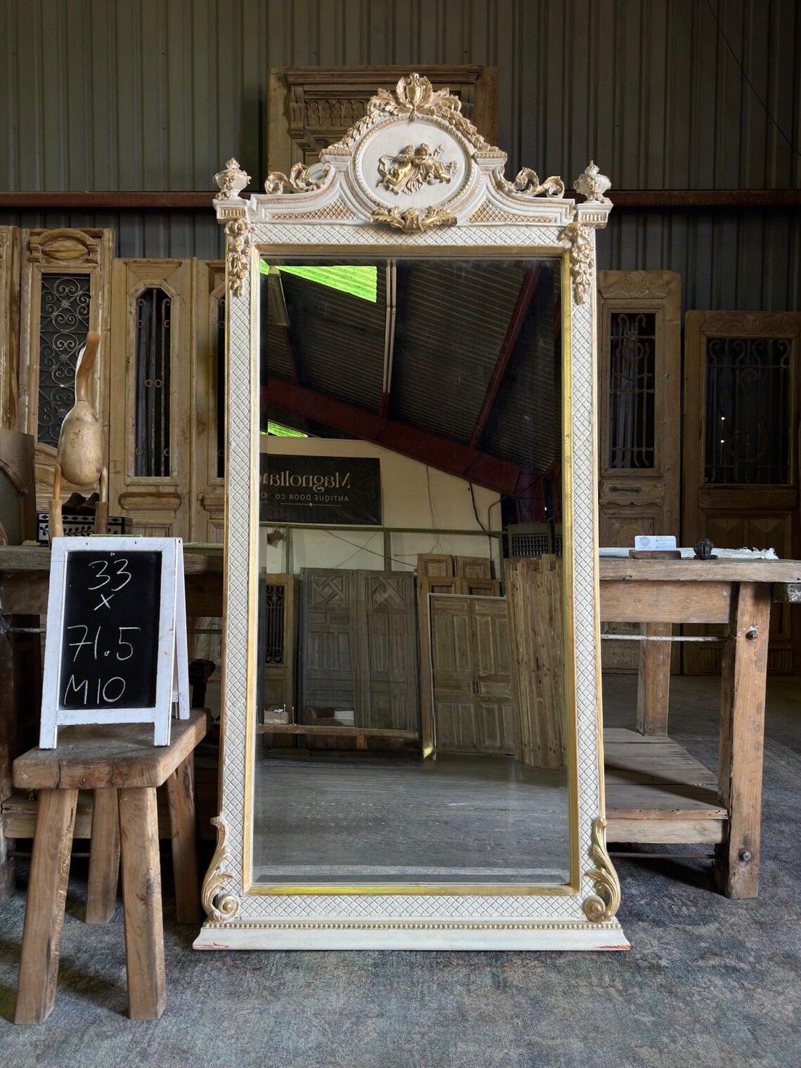 The (the Angelique) Cherub Medallion Hand Crafted Giltwood Mirror - 33 ...