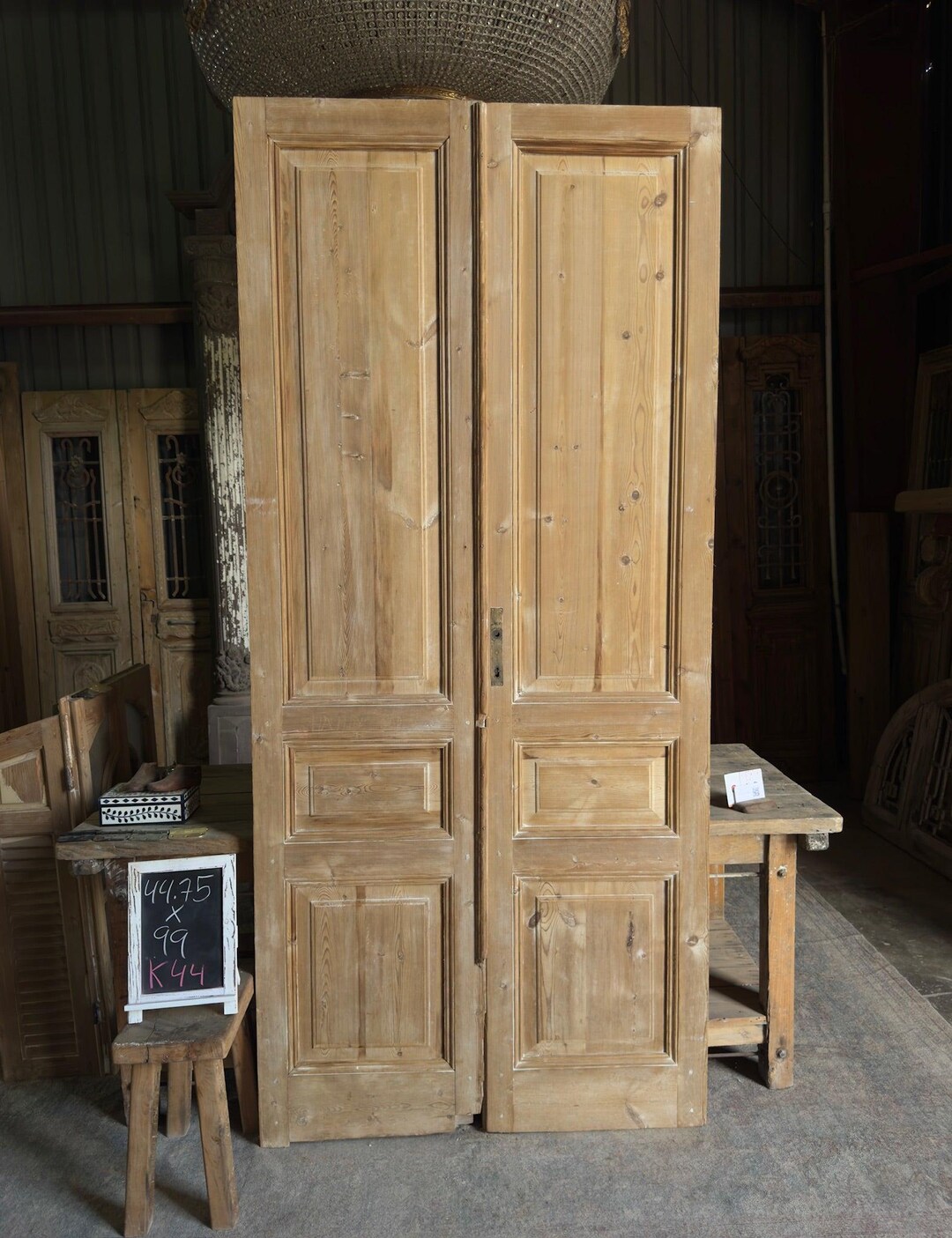The 3 Panel Antique Solid French Doors - 44.75x99 K44 - Etsy