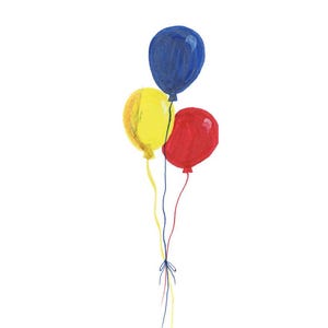 Primary Color Balloon Bouquet Notecard,birthday Party Invitation ...