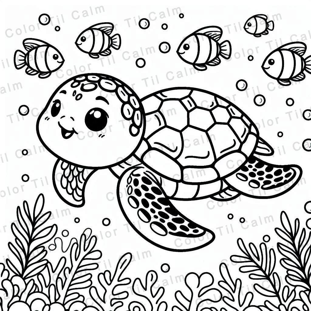 Adorable Baby Sea Turtles Coloring Pages | 6 Easy Coloring Pages ...
