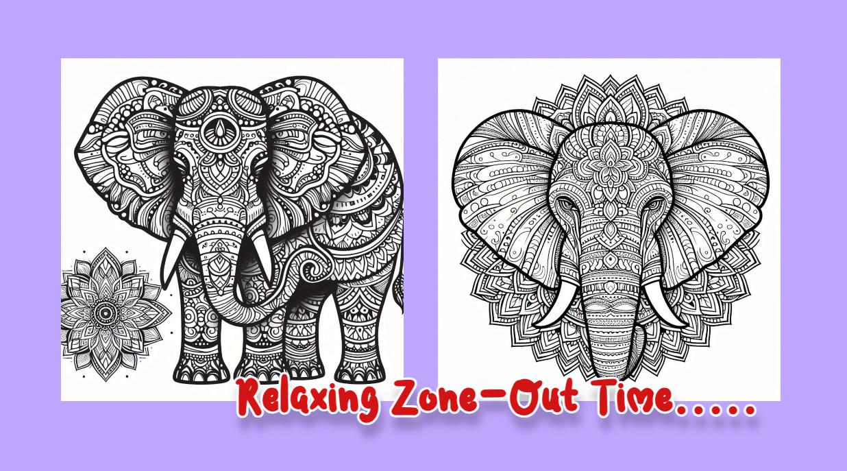 Mandala Elephant Coloring Pages|ooak |relaxing Adult Coloring ...