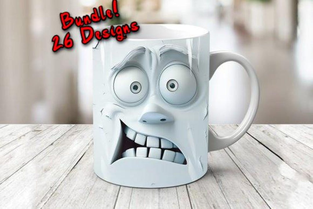 26 3D Funny Face Mug Wraps |quality Sublimation |resizable PNG 300 DPI ...