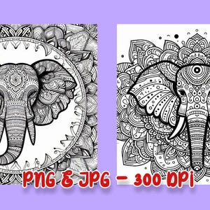 Mandala Elephant Coloring Pages|ooak |relaxing Adult Coloring ...