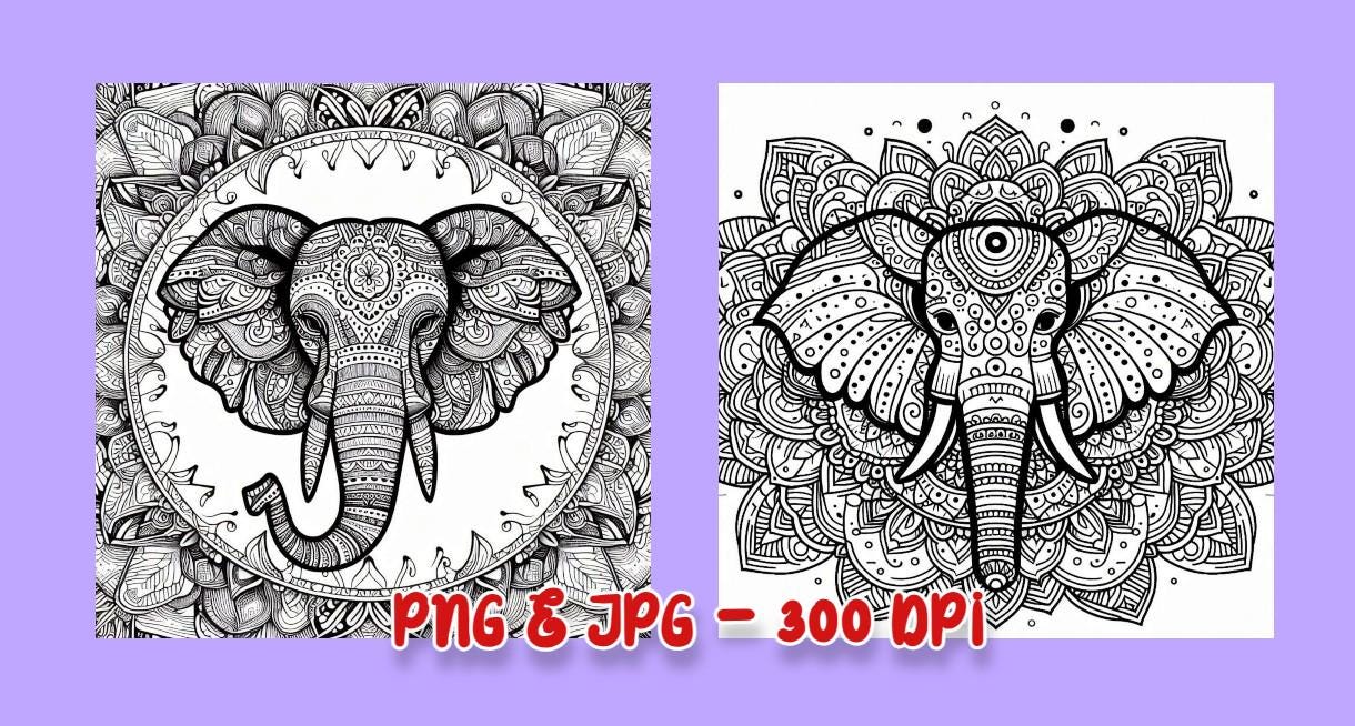 Mandala Elephant Coloring Pages|ooak |relaxing Adult Coloring ...