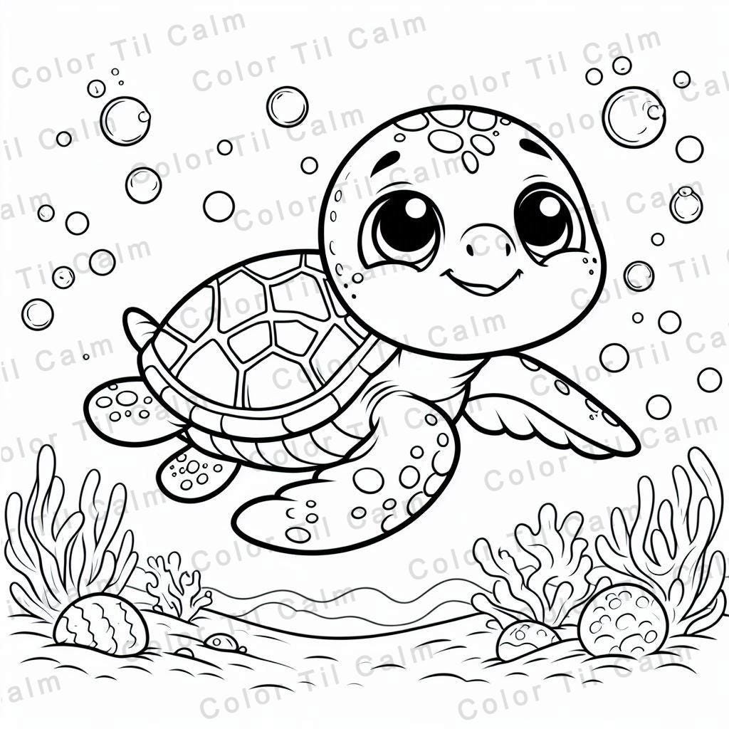 Adorable Baby Sea Turtles Coloring Pages | 6 Easy Coloring Pages ...