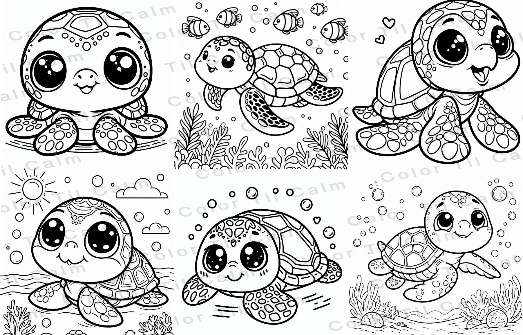 Adorable Baby Sea Turtles Coloring Pages | 6 Easy Coloring Pages ...