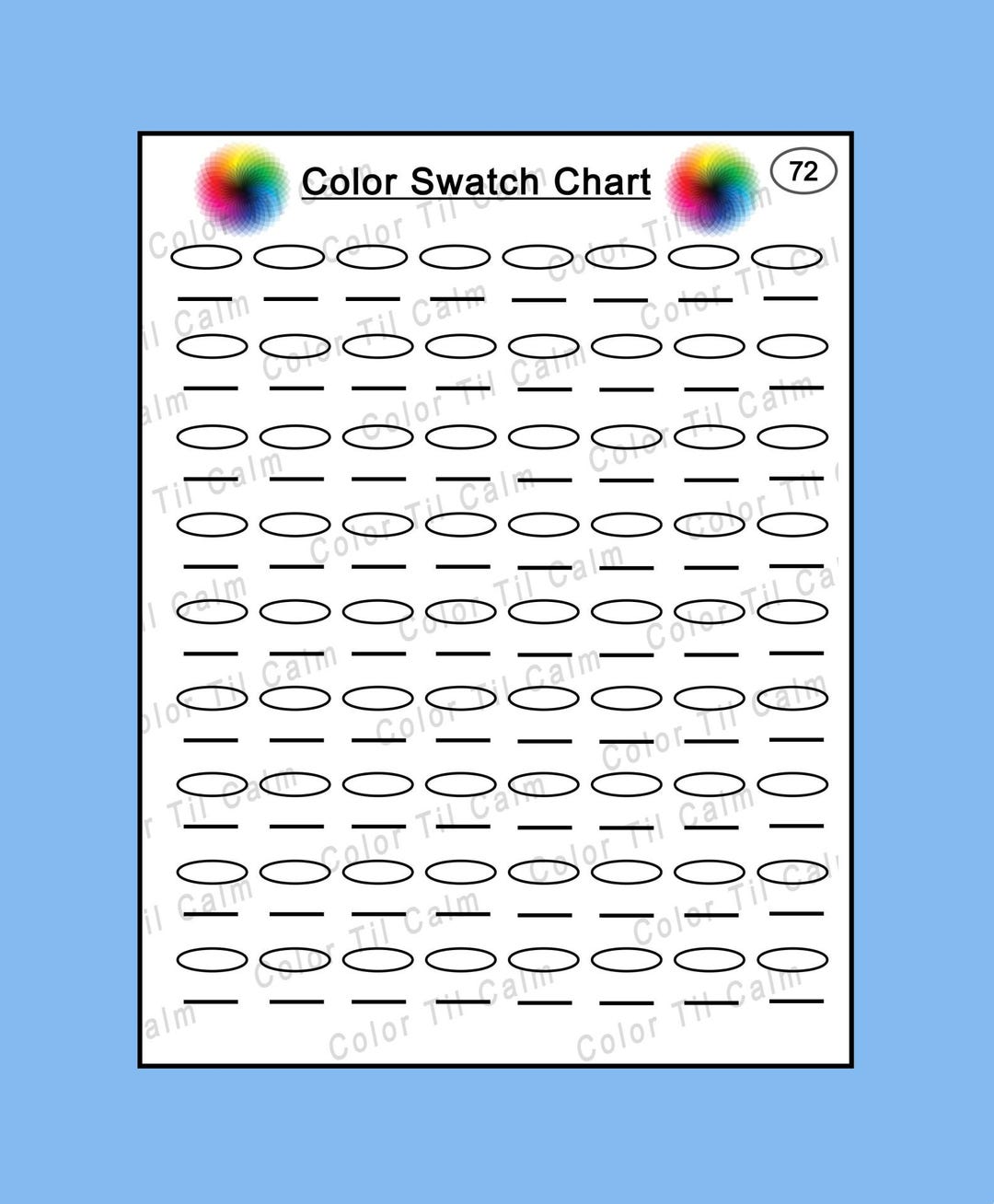 Blank Color Swatch Chart Template | Instant Download | 72 Colors |PNG ...