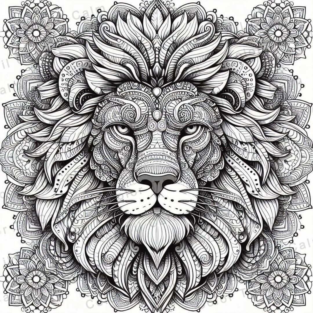 Mandala Lion Coloring Pages | Relaxing Adult Coloring | Intricate ...