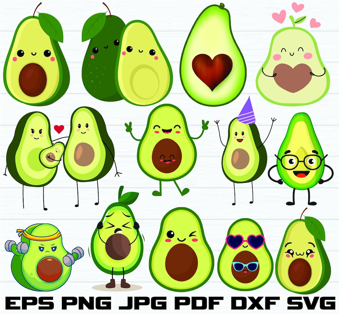 Avocado Svg Bundle, Avocado Clipart, Avocado Face Svg, Avocado ...
