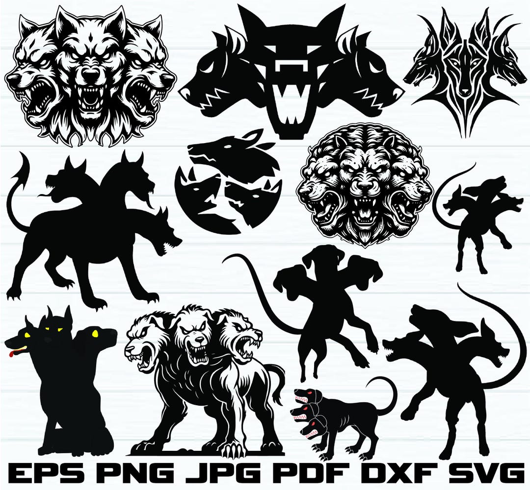 Cerberus Svg Bundle, Mythical Creature Svg, Three Headed Dog Svg ...