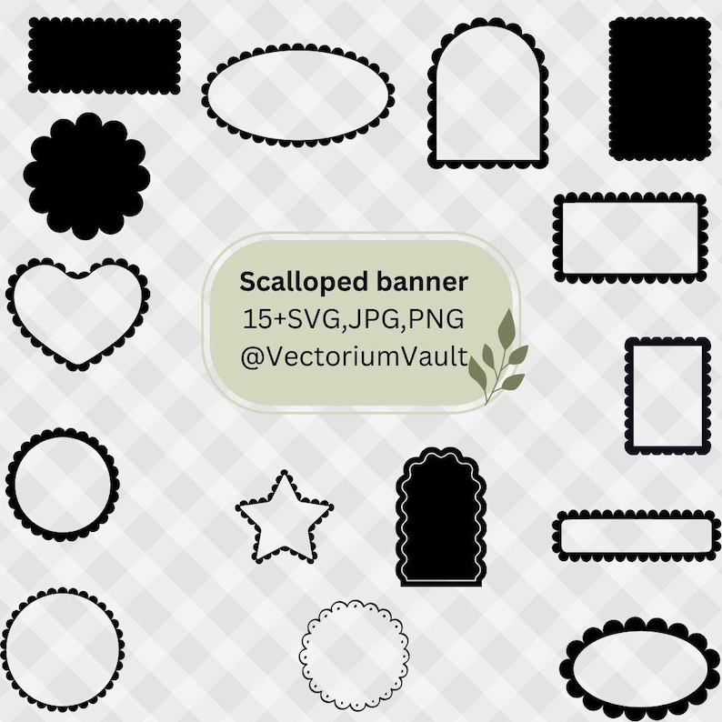 Scalloped Banners Svg, Scallop Circle SVG, Banner Svg, Bunting SVG, Silhouette, Clip Art ...