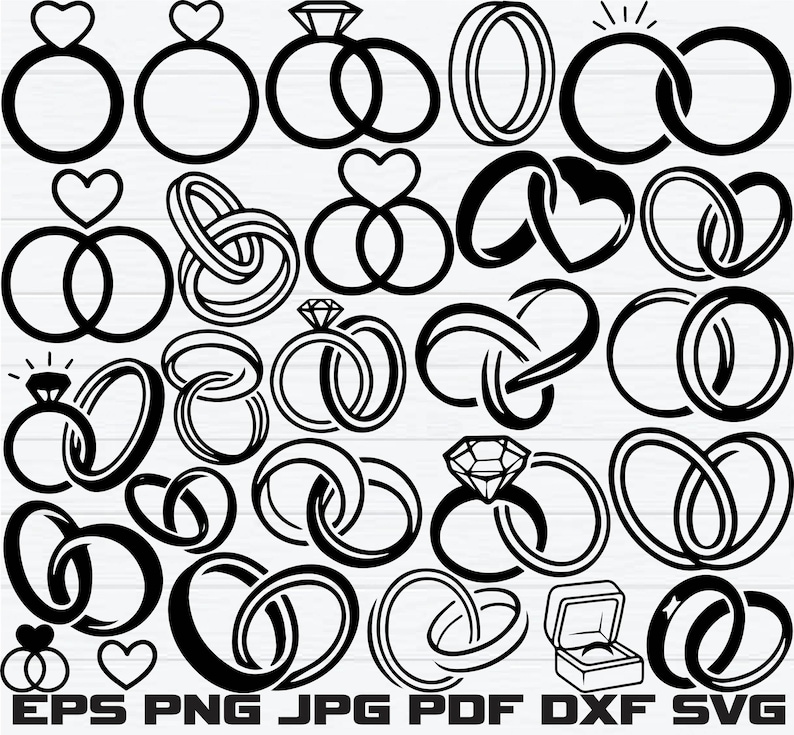 Wedding Ring Svg Bundle, Diamond Ring Svg, Engagement Ring Svg ...