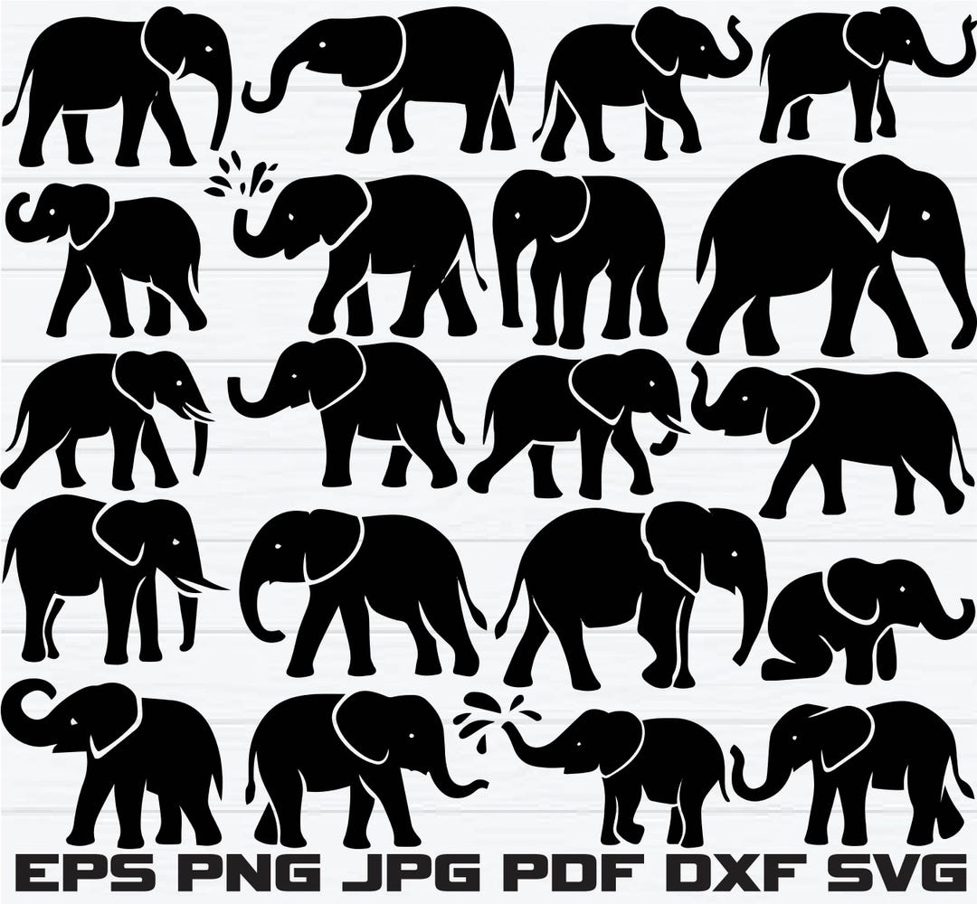 Elephant Svg Bundle, Elephant Clipart, Elephant Silhouette, Elephant ...