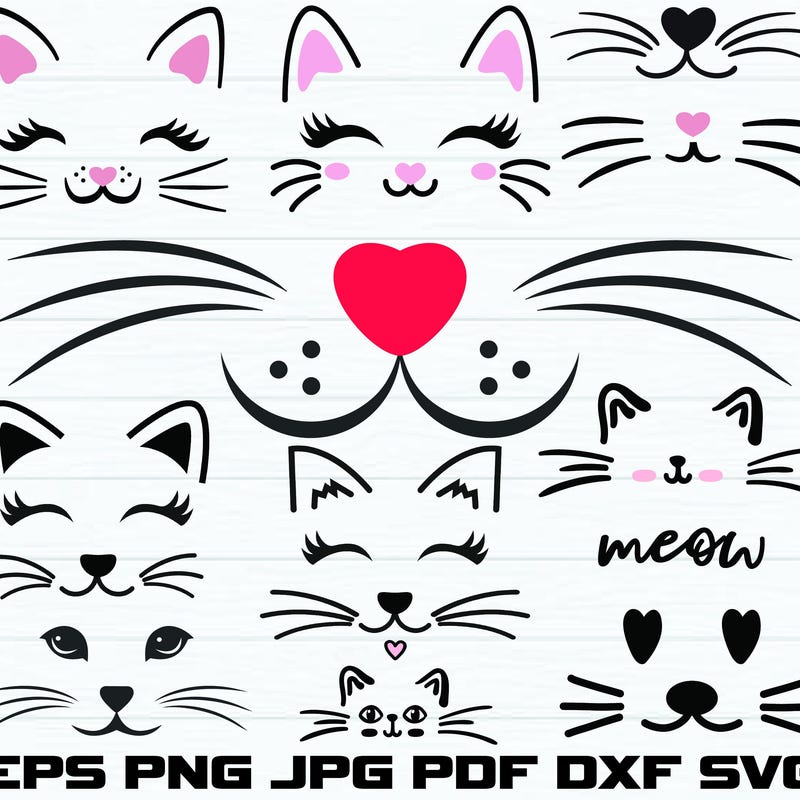 Cat Face Svg - Etsy