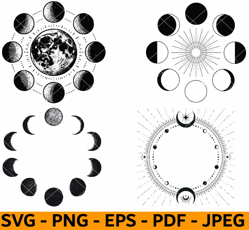 Moon Phase Svg Bundle, Its Just a Phase Svg, Crescent Moon Svg, Moon ...