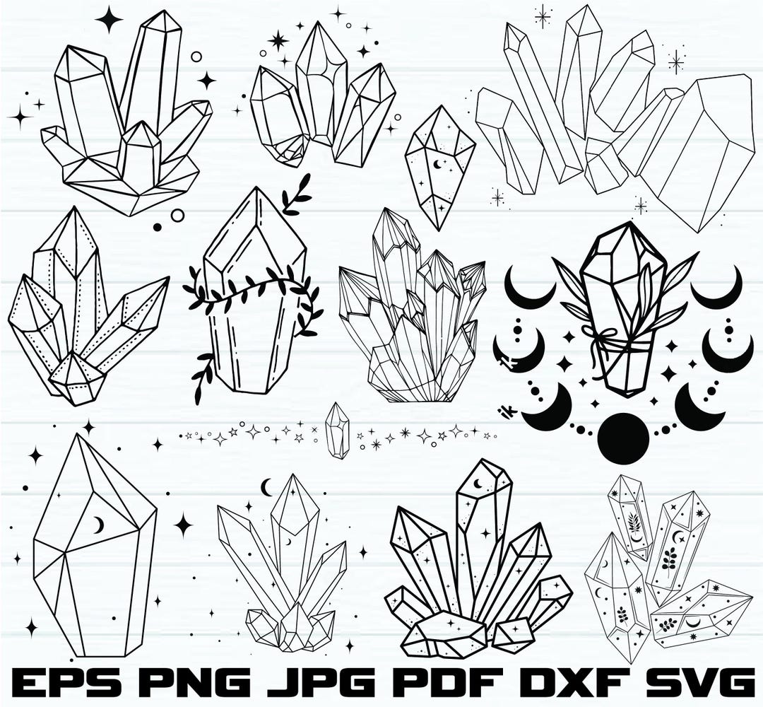 Crystals Svg Bundle, Diamonds Svg Bundle, Crystals Clipart, Crystals ...