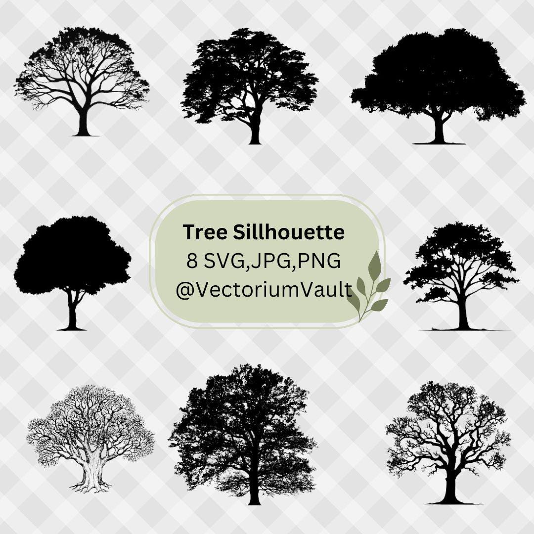 TREE SILHOUETTE SVG Bundle, Tree Cut Files for Cricut, Forest Svg Files ...