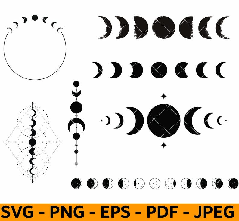 Moon Phase Svg Bundle, Its Just a Phase Svg, Crescent Moon Svg, Moon ...