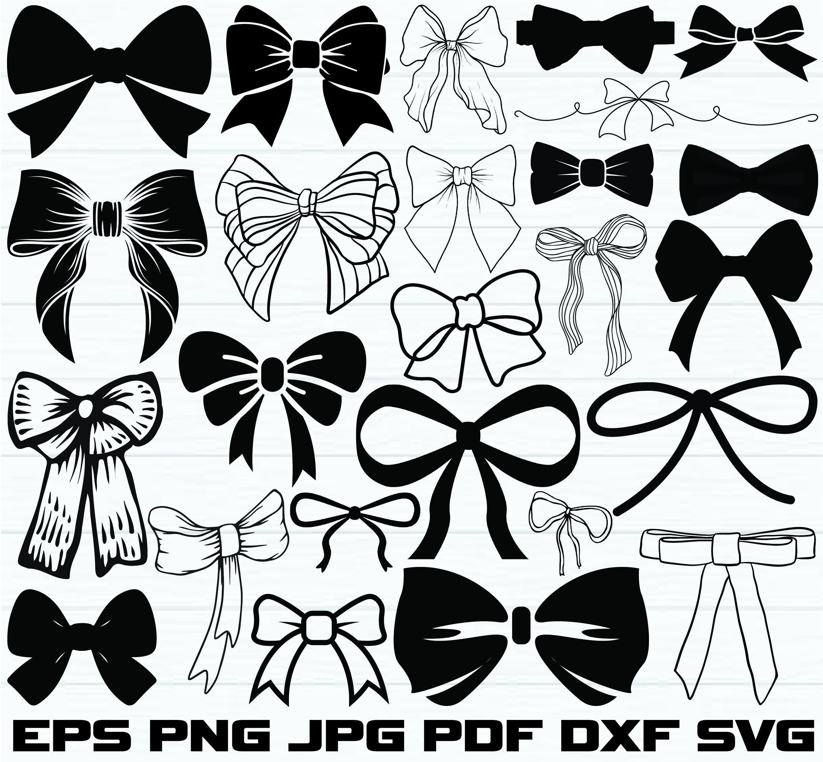 Bow Svg Bundle, Bow Clipart, Bow Tie Svg, Bow Outline Svg, Hand Drawn ...