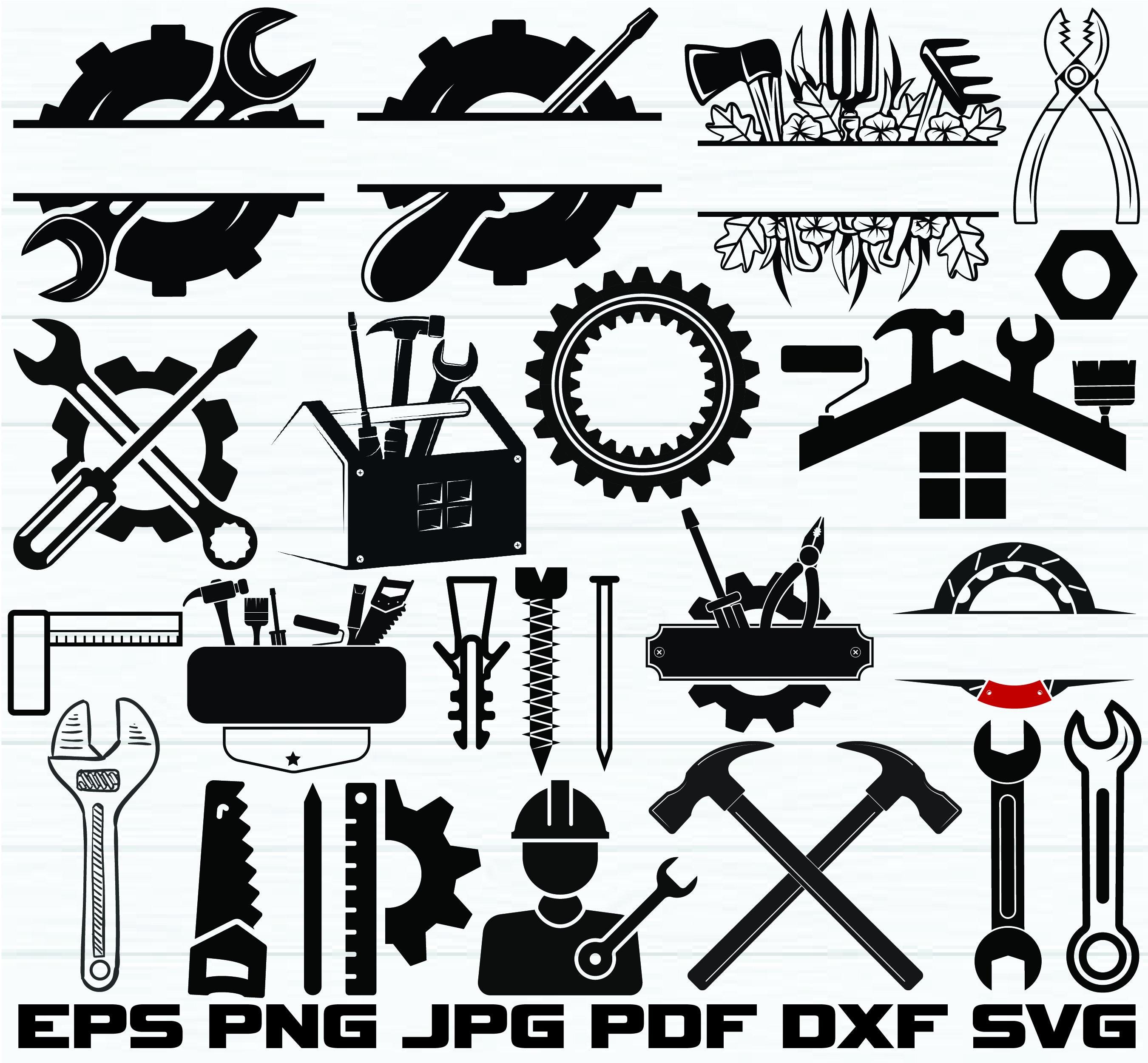 Tools Svg Bundle, Tools Monograms Svg, Tools Clipart, Tools Silhouette ...