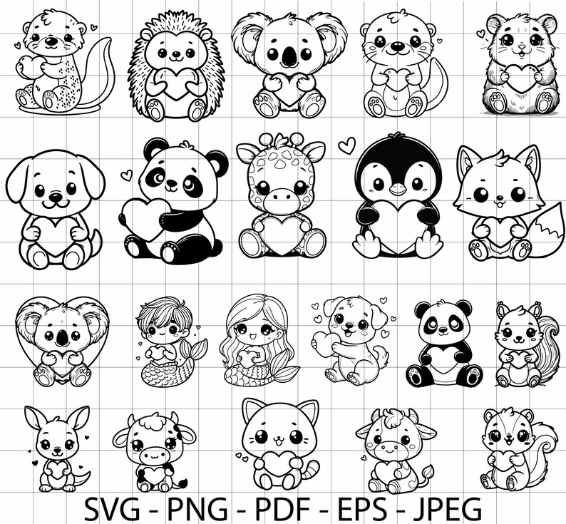 Cute Animal SVG Bundle, Safari Animal Svg Bundle, Animal Outline Svg ...