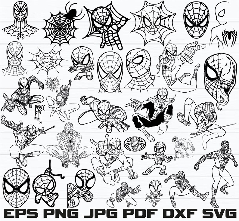 Spiderman Svg Bundle, Spiderman Outline Svg, Spiderman Clipart ...