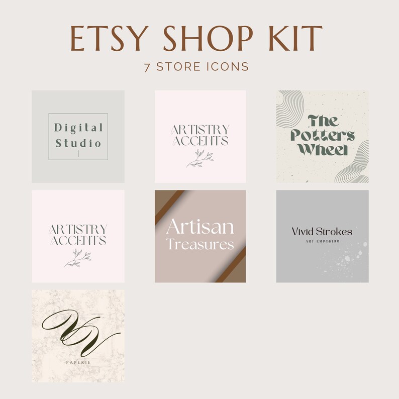 Etsy Shop Banner Kit - Elegant Canva Banners and Icons for Small Business Branding, Customizable ...