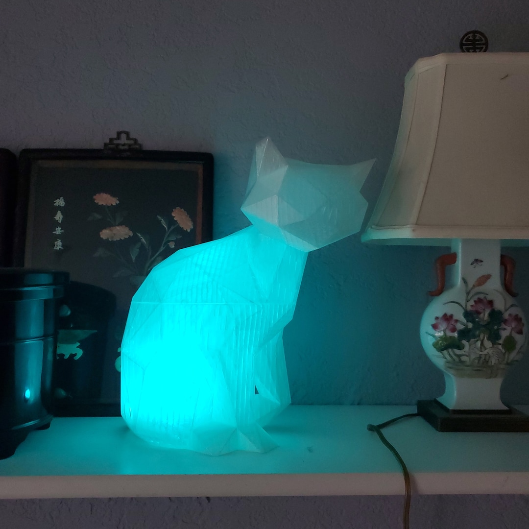 Geometric Cat LED Light 12 Color Changing LED Modern Design Cat Table ...