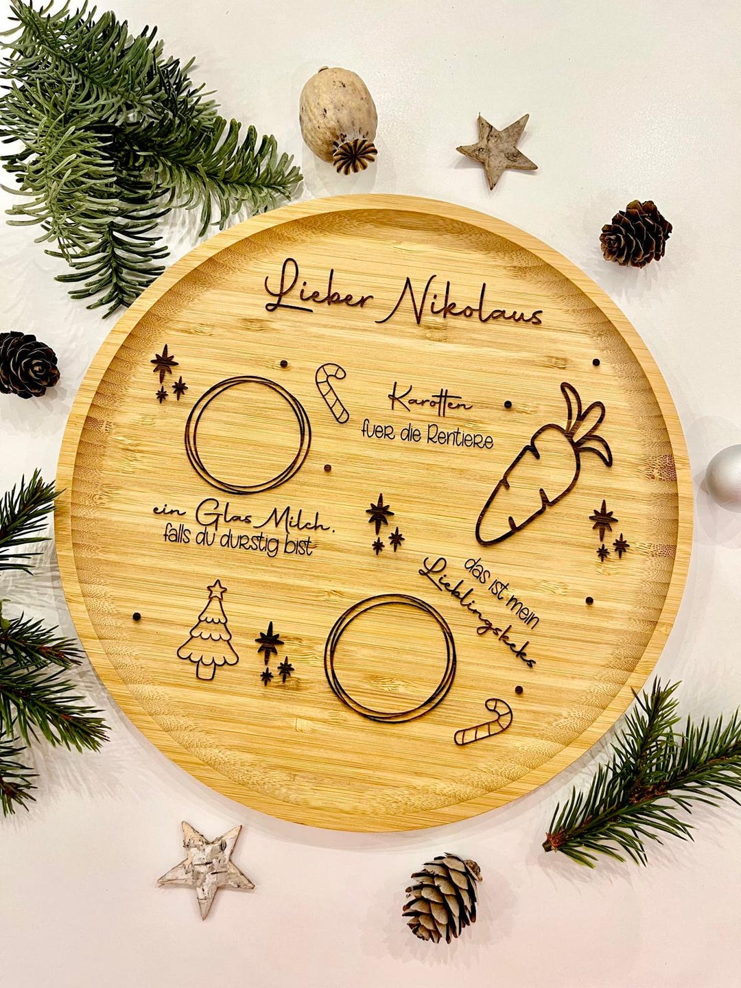Bamboo Christmas Plate | Santa Claus Plate | Christ Child & Santa Claus ...