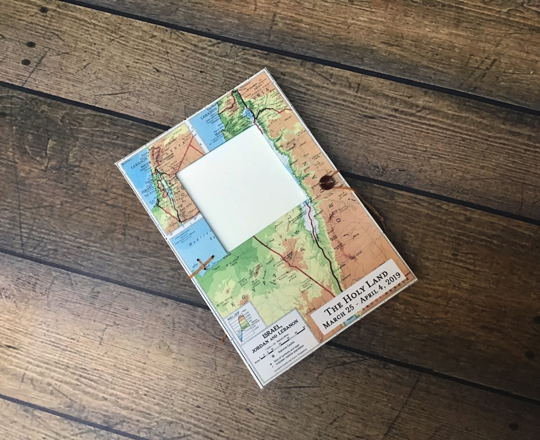 Personalized Holy Land Travel Journal: Map Cover, Pockets & Envelopes ...