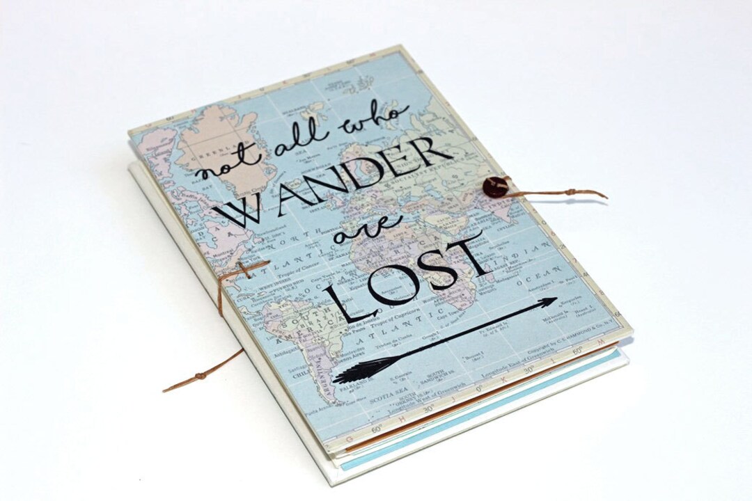 Handmade Travel Journal: Map Cover, Pockets & Envelopes - Etsy