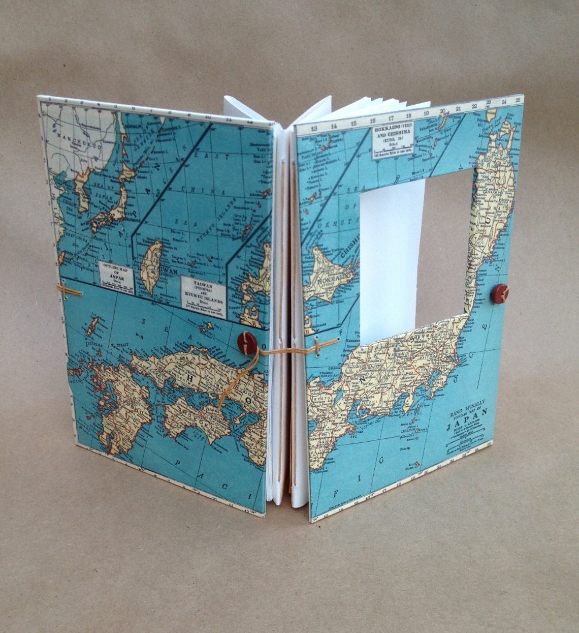 Personalized Japan Travel Journal With Vintage Map Pockets - Etsy