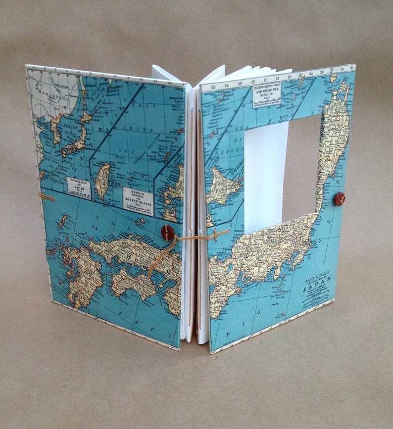 Personalized Japan Travel Journal With Vintage Map Pockets - Etsy