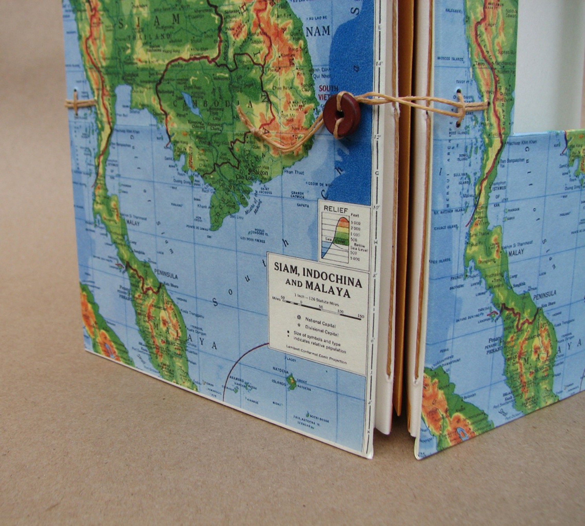 Thailand Map Notebook With Pockets and Envelopes, True Handmade and ...