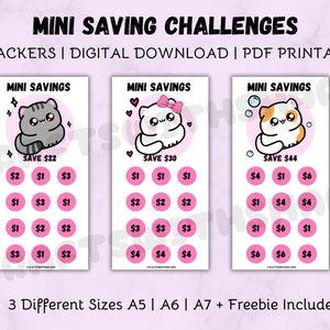 Mini Cute Saving Challenges/savings Trackers| A5,A6,A7| Printable PDF ...